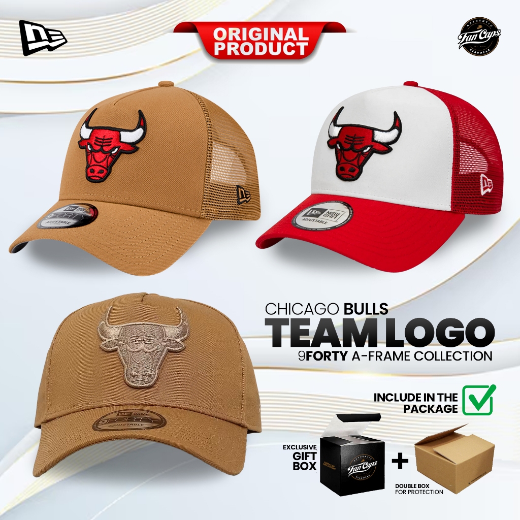 Jual Topi New Era Original NBA Chicago Bulls Team Logo 9FORTY A-Frame ...