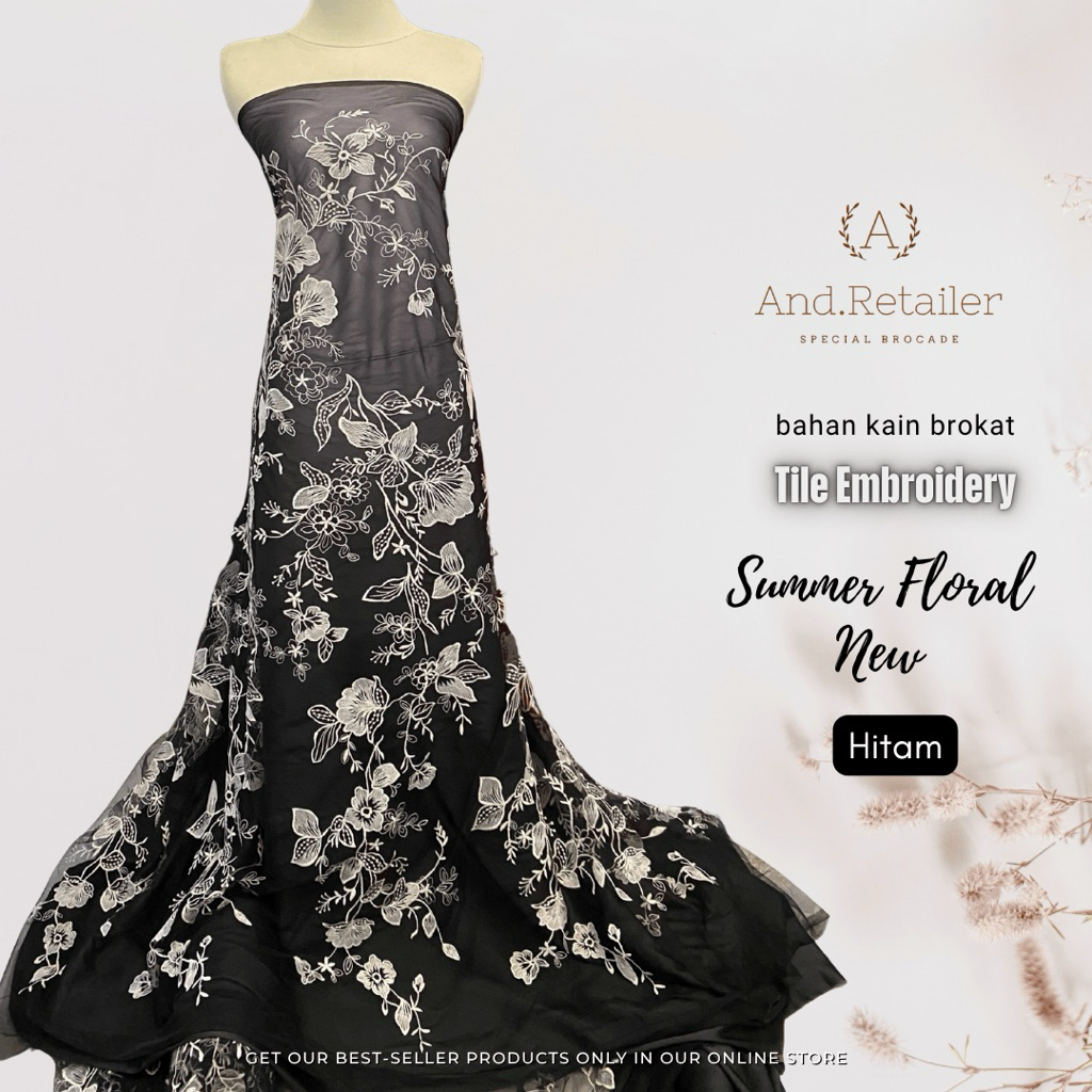 Jual Bahan Kain Tile Brokat Mewah Summer Floral Motif Bunga Besar 2 ...