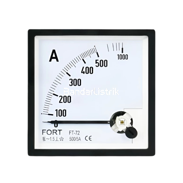 Jual FORT Ampere Meter Analog AC 500/5A 72 x 72 Via CT Panel Meter 0 ...