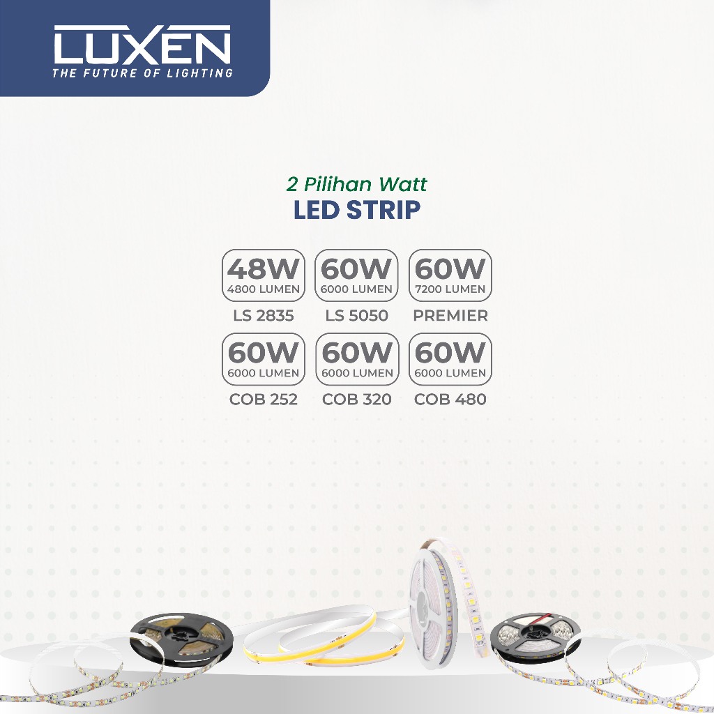 Jual LUXEN LED STRIP COB 320 LED/METER Cahaya Putih, Kuning, dan ...