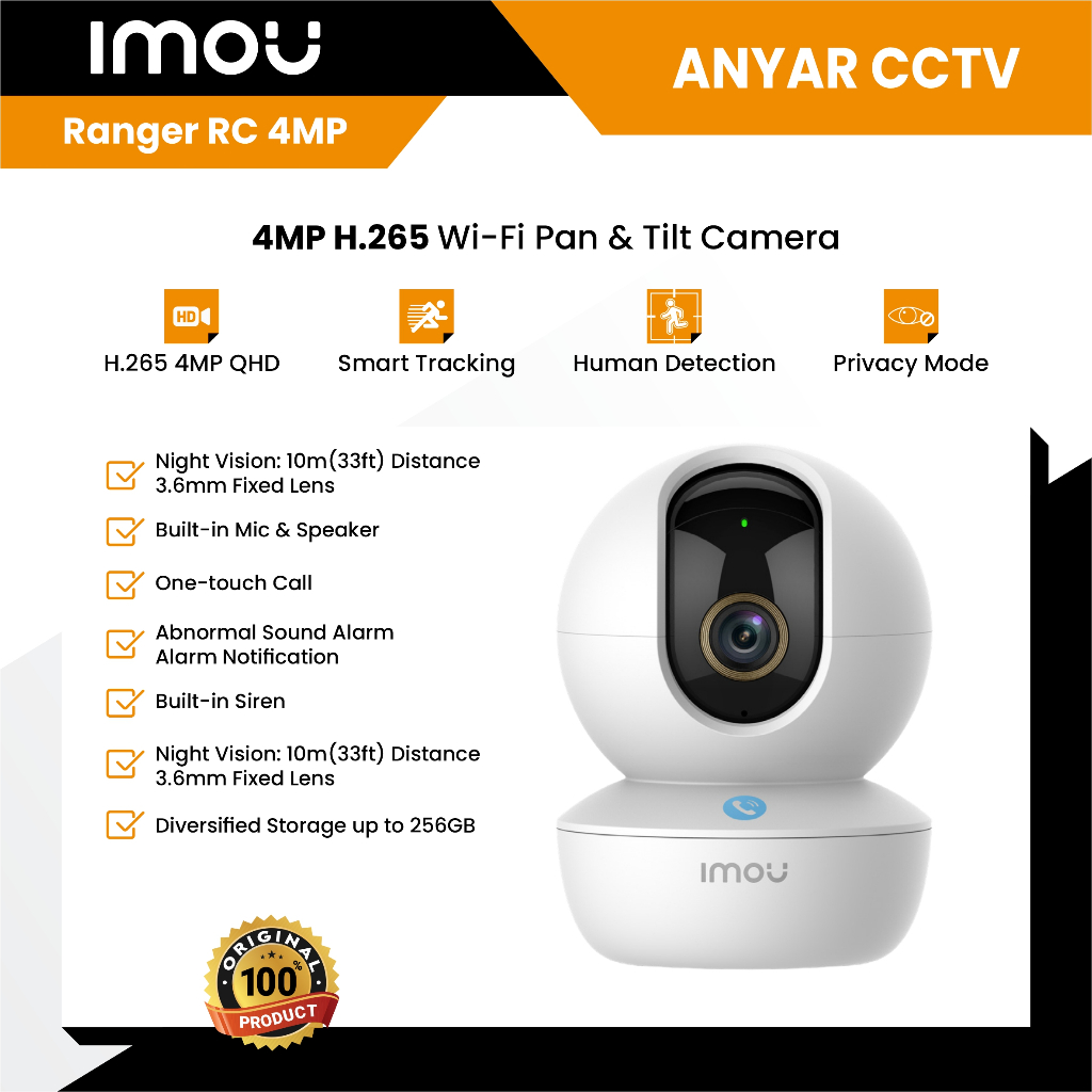Jual IMOU RANGER RC 4MP IPC A43P IMOU IPC A43P CCTV IMOU 4MP RANGER ...