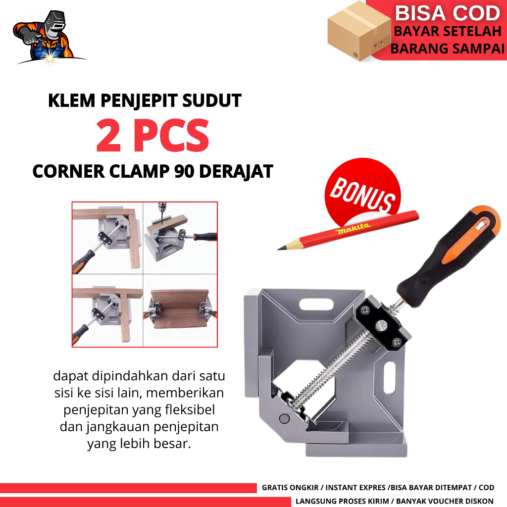 Jual 2Pcs 90 Derajat Aluminium Corner Clamp Catok Klem Kayu Sudut Siku ...