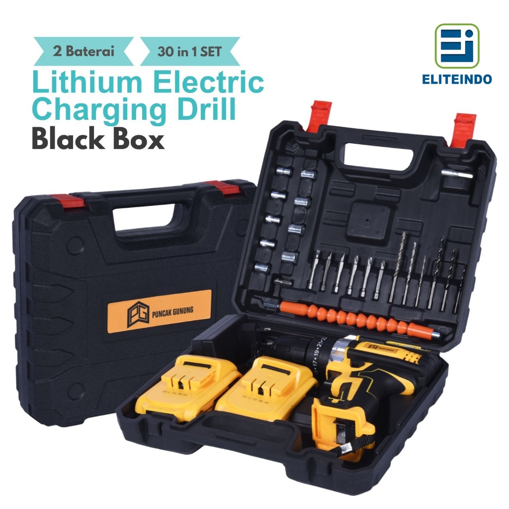 Jual ELITE Mesin Bor Tanpa Kabel 2 BATERAI CORDLESS DRILL / Impact ...