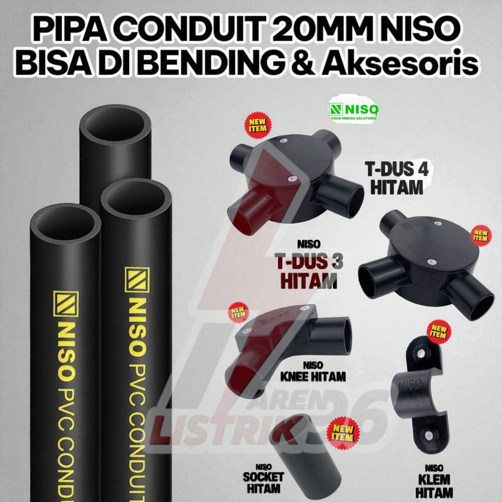 Jual BEST SELER PIPA NISO CONDUIT 20mm HITAM / PUTIH dan Aksesoris ...