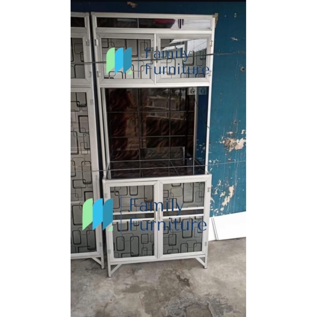 Jual Lemari Rak Piring Tempahan 2 Pintu Keramik Aluminium dengan Corak ...