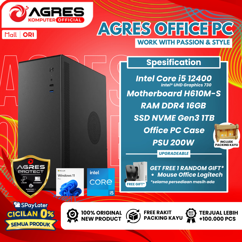 Jual AGRES OFFICE PC I5 12400 RAM DDR4 16GB SSD 1TB WINDOWS 11 PRO ...