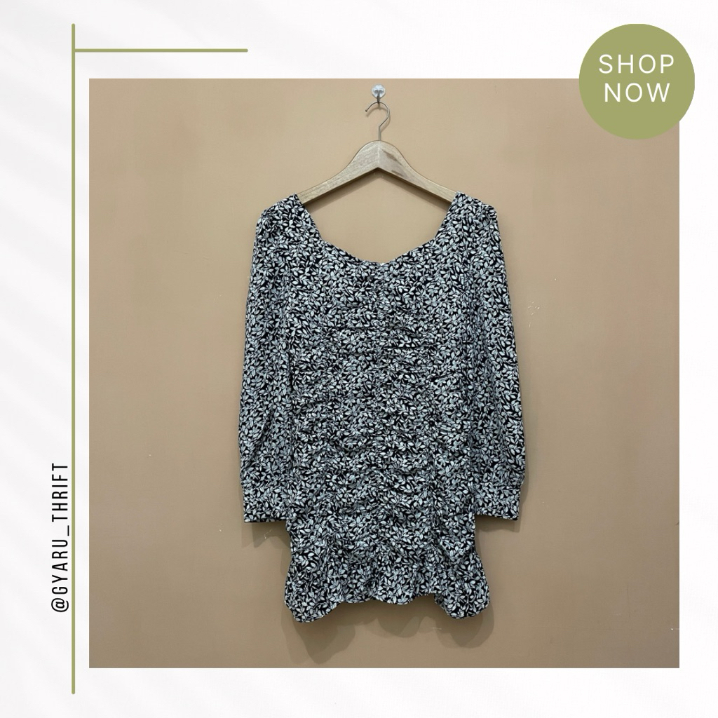 Jual mini dress hitam motif lengan puffy | Shopee Indonesia
