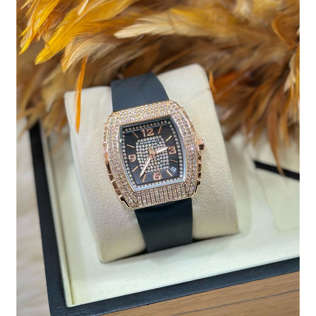 Jual ( BISA COD ) JAM TANGAN WANITA RM TALI KARET FULL DIAMOND MODEL ...