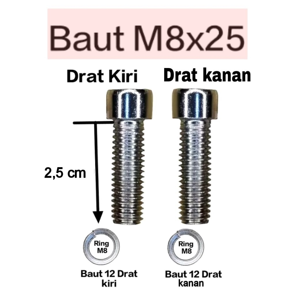 Jual Baut spion Vespa Primavera sprint LX S iget drat kiri m8 ukuran 12 | Shopee Indonesia