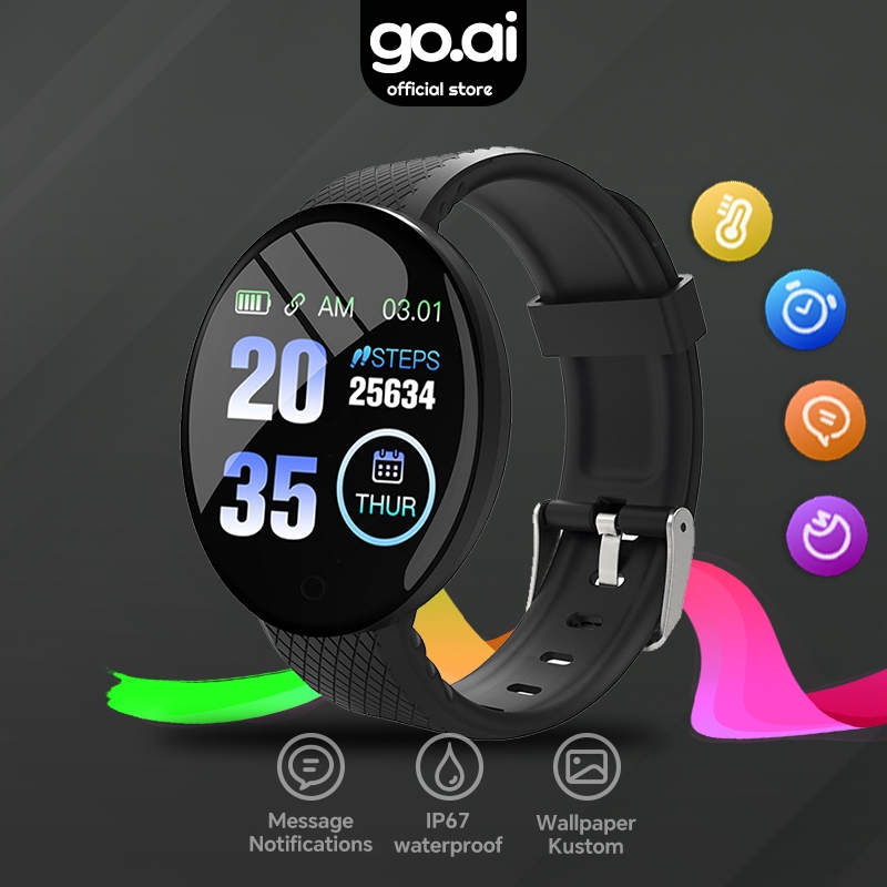 Jual Go.ai Cool Smartwatch D18S Round Screen Bluetooth Digital ...