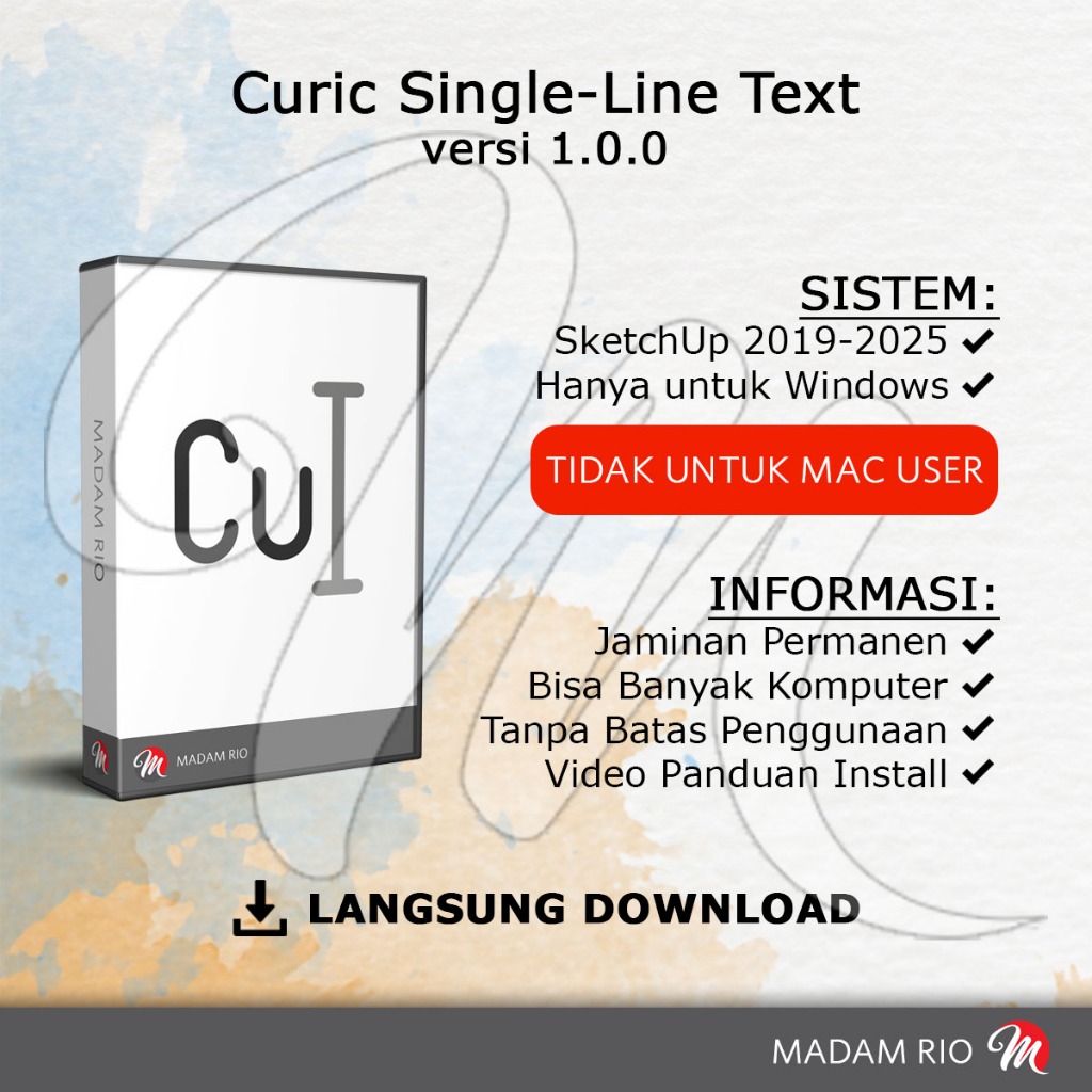 Jual Curic Single-Line Text SketchUp Lisensi Permanen Full Versi Tanpa Batas | Shopee Indonesia