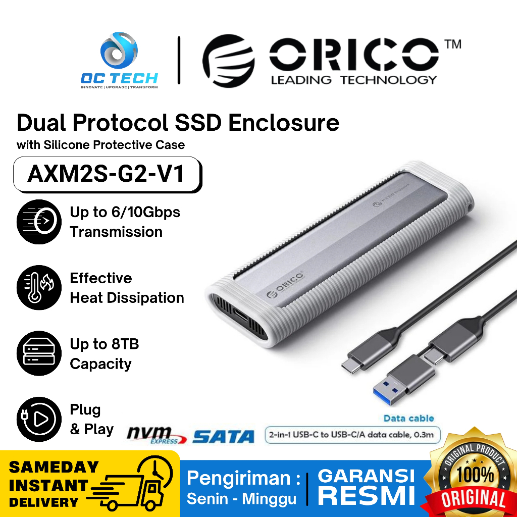 Jual ORICO AXM2 Series CASE SSD M.2 NVMe M.2 NGFF M.2 SATA Casing SSD ...