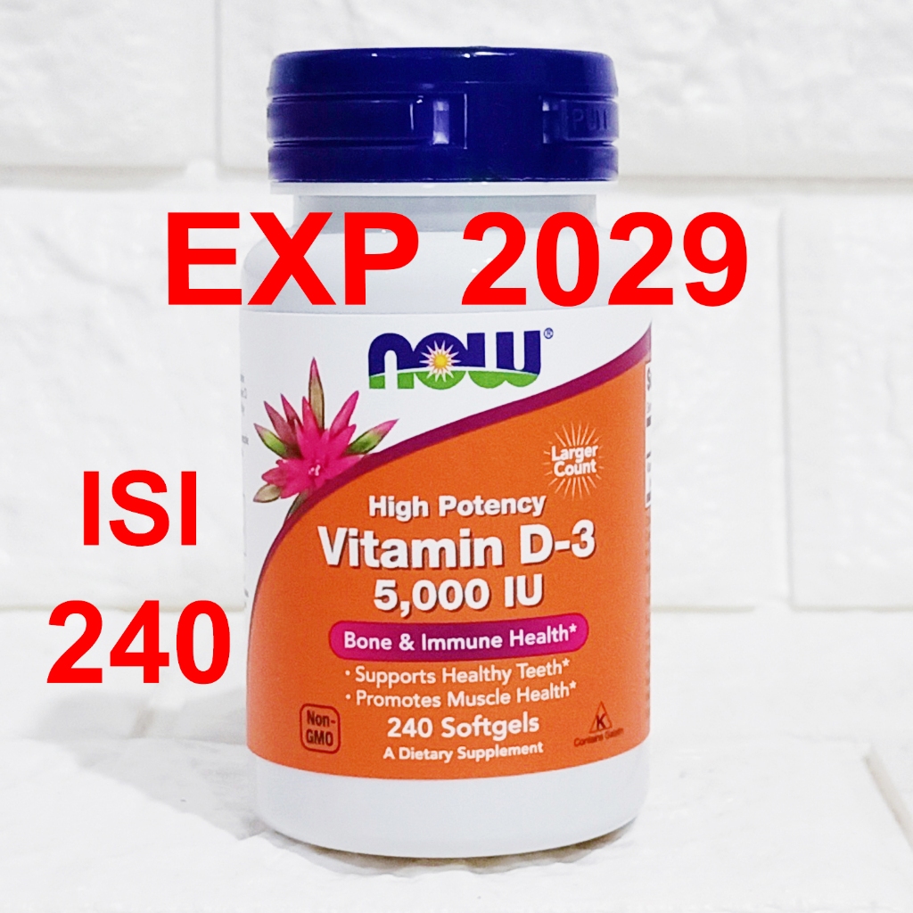 Jual Now Foods Vitamin D3 5000 iu Isi 240 Softgel Now Food Vit D3 5000 ...