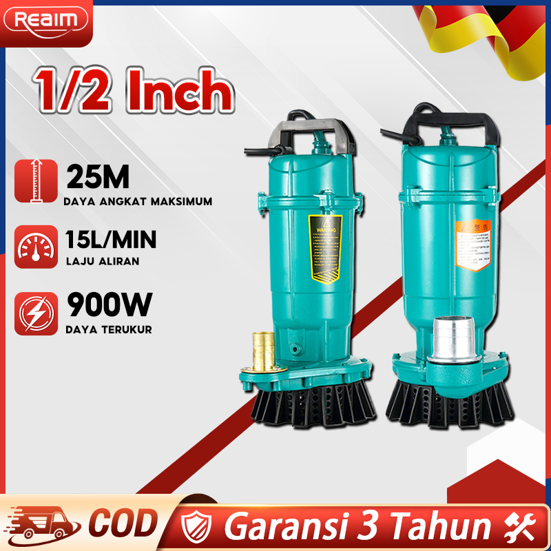 Jual REAIM Pompa celup Air Bersih Kotor Otomatis 900Watt Stainless Steel pump Submersible Pump ...
