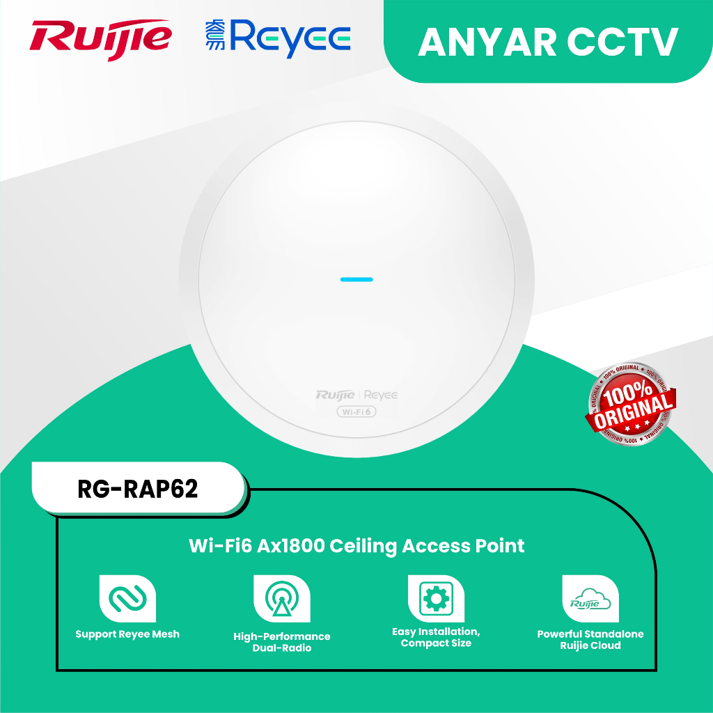 Jual Ruijie RG-RAP62 Wi-Fi 6 AX1800 Ceiling-Mount Access Point | Shopee ...