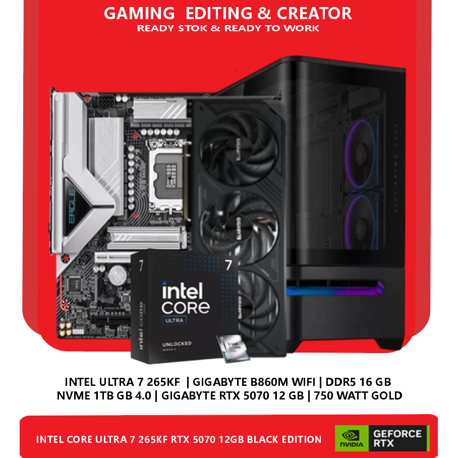 Jual PC Gaming Rendering & Creator Inte Core Ultra 7 265KF VGA Gigabyte ...