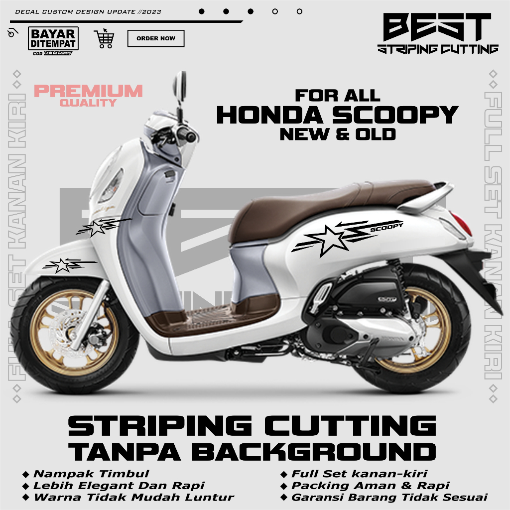Jual Striping Scoopy 2017 - 2024 Cutting Stiker Timbul Variasi Bintang ...