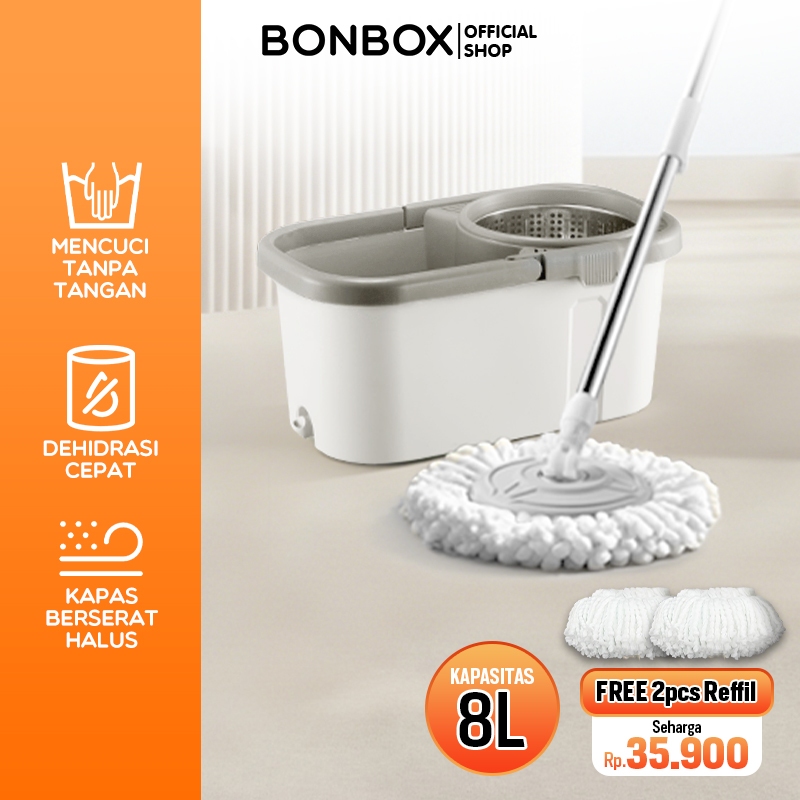 Jual Bonbox Alat Pel Lantai Ember DAPAT 2 KAIN PEL Ember Spin Mop ...
