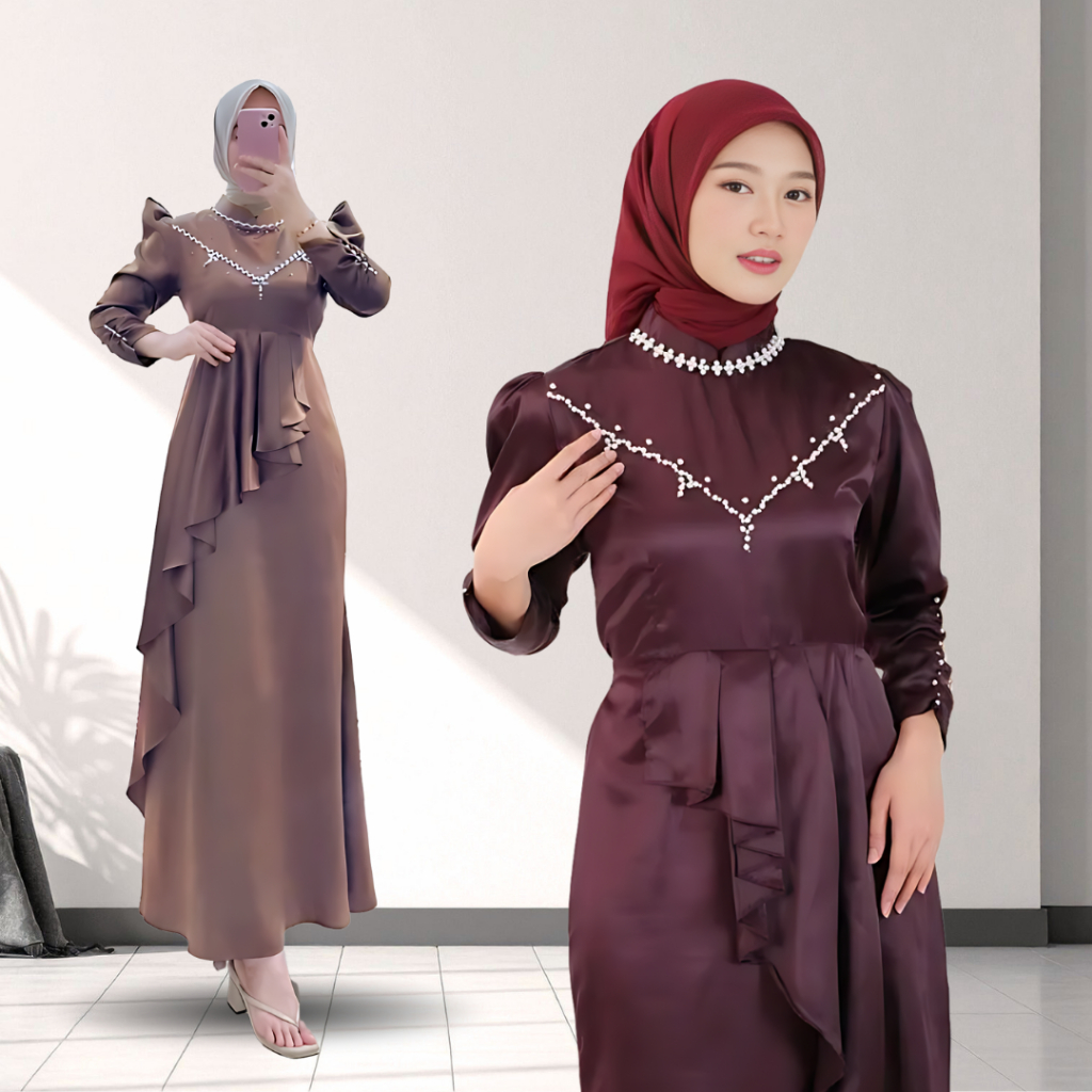 Jual Wedding Dress Motif Warna Coksu Karisma Rashiqa Satin Shimmer Silk ...