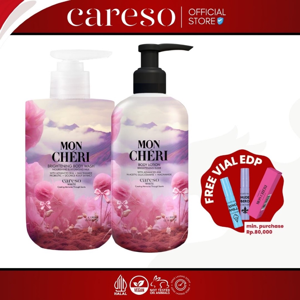 Jual CARESO - Mon Cheri Bath Duo (Body Wash + Body Lotion) | Shopee ...