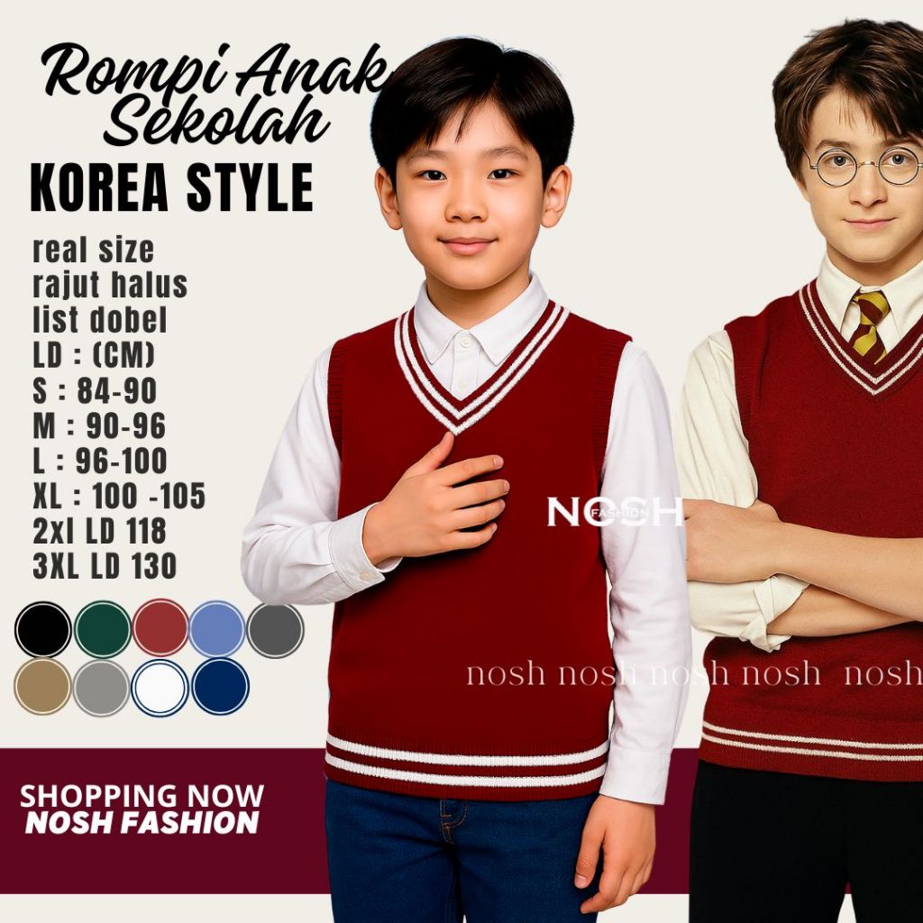 Jual Rompi Anak Sekolah List Dobel Model Heri Pott3r / Vest Unisex ...