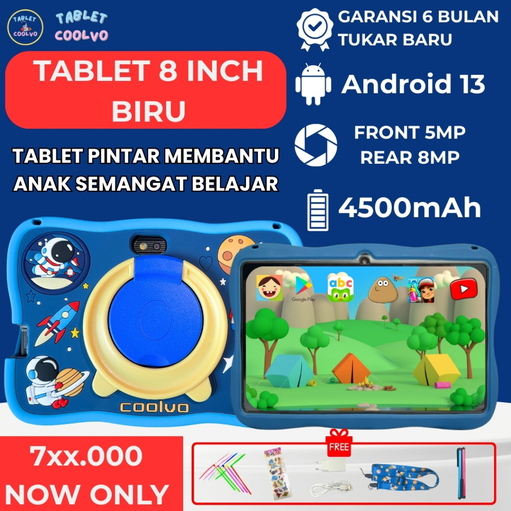 Jual Tablet Edukasi Anak 7inchi IPS Screen 4500mAh Wifi/Hotspot Tablet ...
