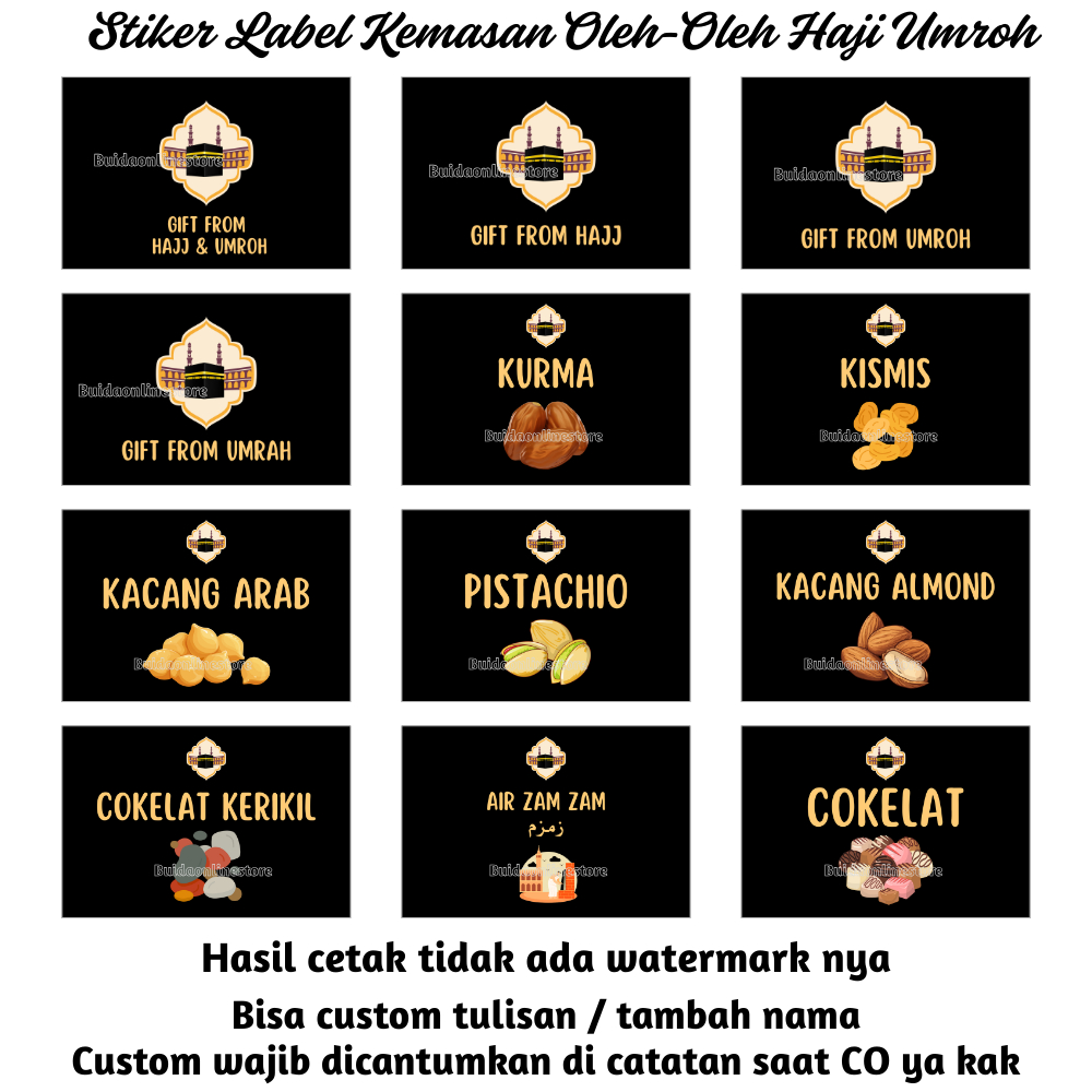 Jual Stiker Label Sticker Kemasan Oleh-Oleh Haji Umroh hampers kurma ...