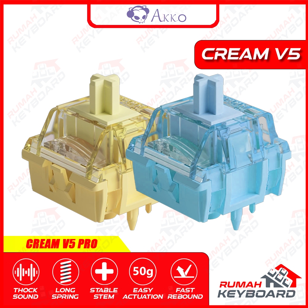 Jual SWITCH - AKKO CREAM BLUE - CREAM YELLOW - V5 PRO - 5 PIN - 45g ...