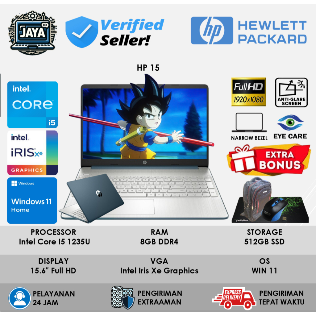 Jual Laptop Murah Hp 15 Intel Core I5 1235U Ram 8GB SSD 512GB Nvme 15.6 Fhd Win11home Termurah ...