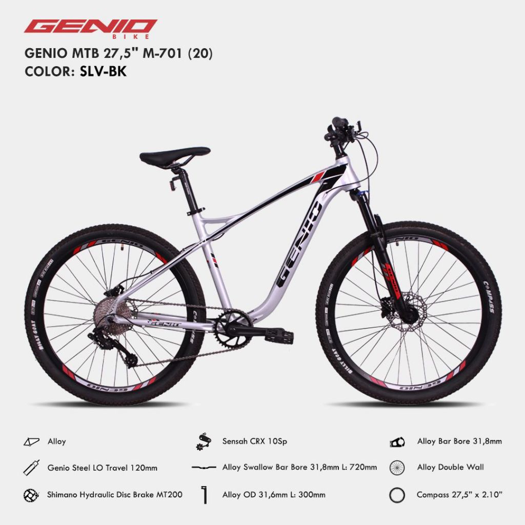 Jual SEPEDA GUNUNG MTB 27.5 INCH GENIO M701 10 SPEED FRAME ALLOY REM ...