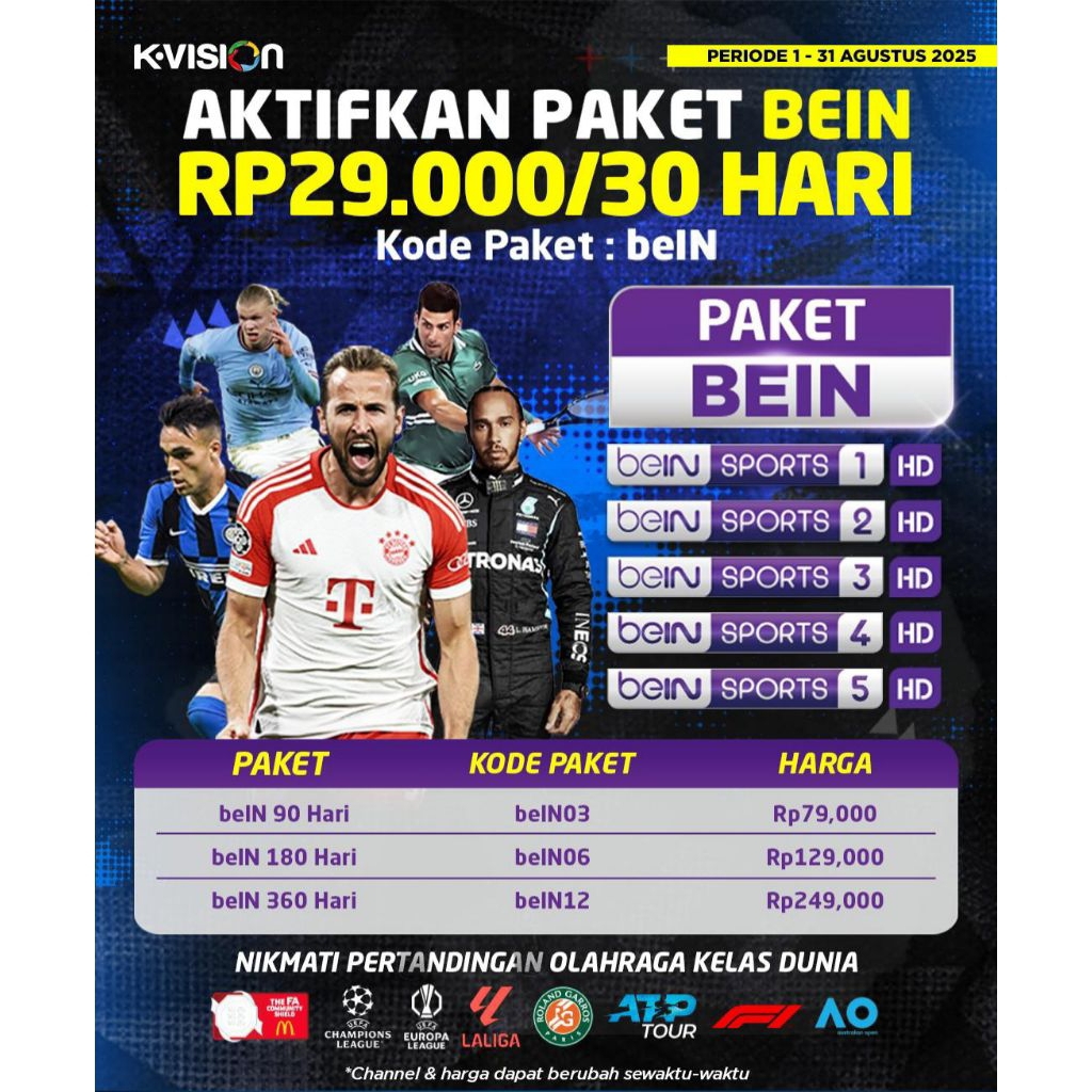 Jual Voucher Paket Bein Sport KVision 30 Hari Promo | Shopee Indonesia