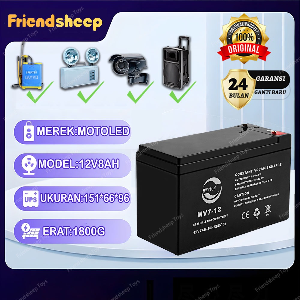 Jual Aki 12V 8AH 12v 12ah Kering Genset Aki UPS SMT Baterai UPS Batere ...