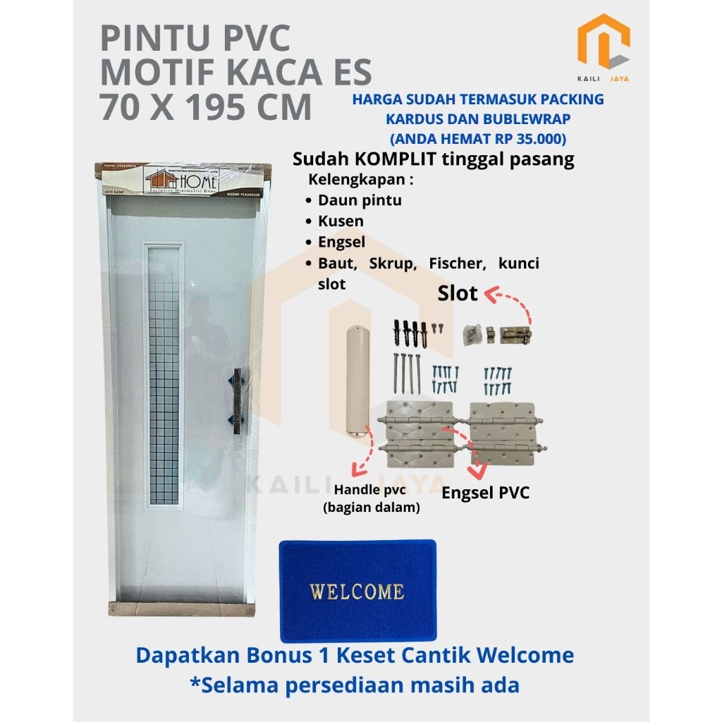 Jual Pintu PVC Minimalis Motif Kaca Es, Berhadiah Keset Welcome ...
