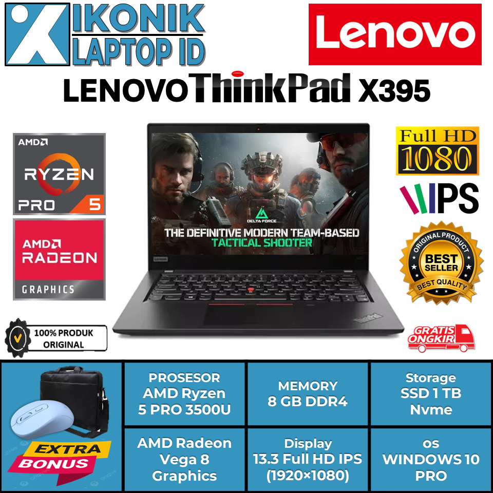 Jual Laptop Gaming Lenovo Thinkpad X395 AMD Ryzen 5 PRO Ram 8 GB Ssd 1 ...