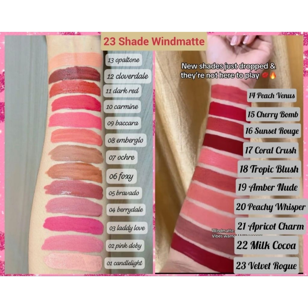 Jual READY STOCK WIND MATTE LIPCREAM shade 1-23 ORIGINAL 100% | Shopee ...