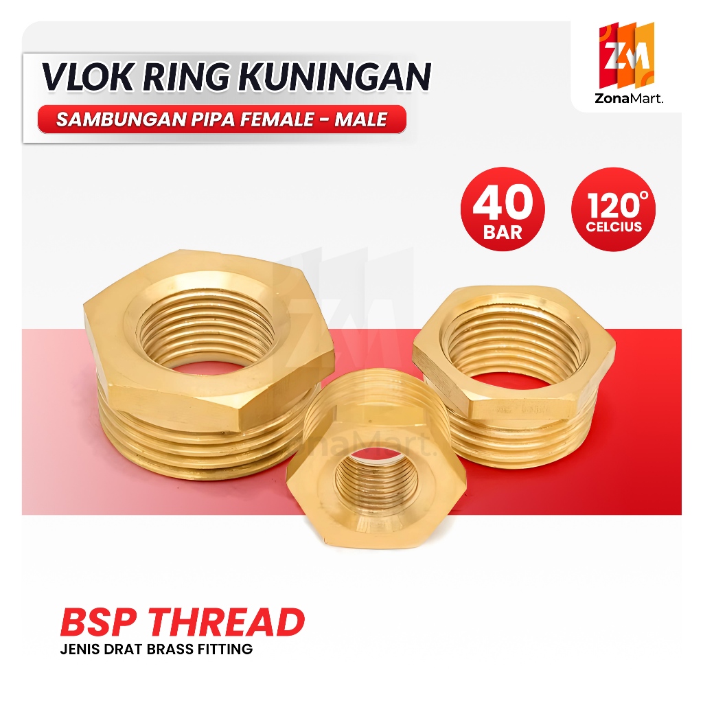 Jual Verlop Ring Kuningan Vlok Drat Luar Dalam Reducing Faucet Valve ...