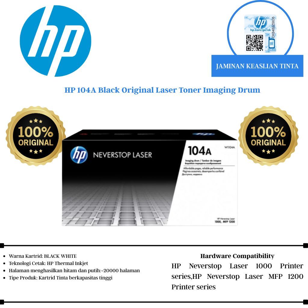 Jual HP 104A Black Original Laser Toner Imaging Drum ( W1104A ...
