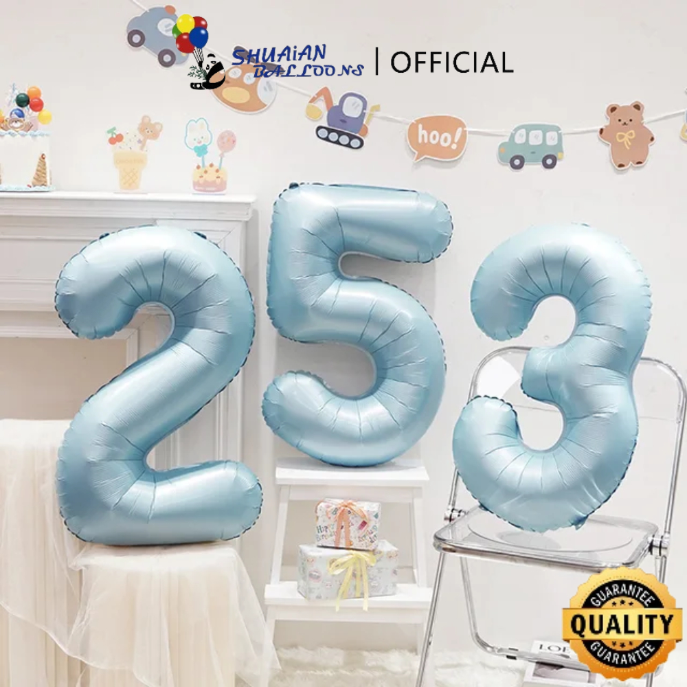 Jual SHUAIAN Balon Foil Angka Jumbo Pastel Biru Ukuran 32Inch Balon ...