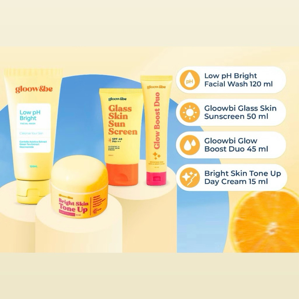 Jual Gloow&be Glass Skin Sunscreen, Low pH Facial wash,Glow boost duo ...