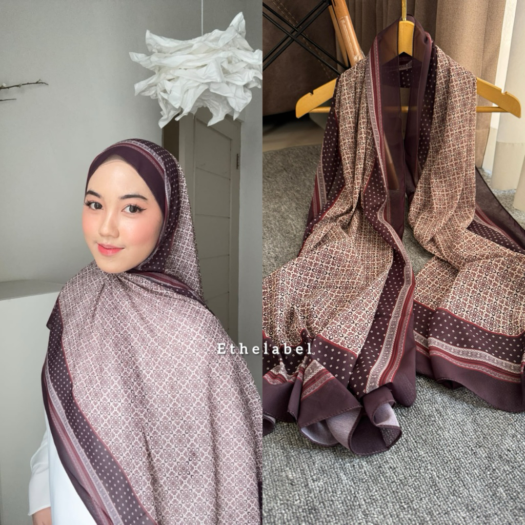 Jual Pashmina El Noir Motif Malay Hijab Pashmina Printed Ceruty ...