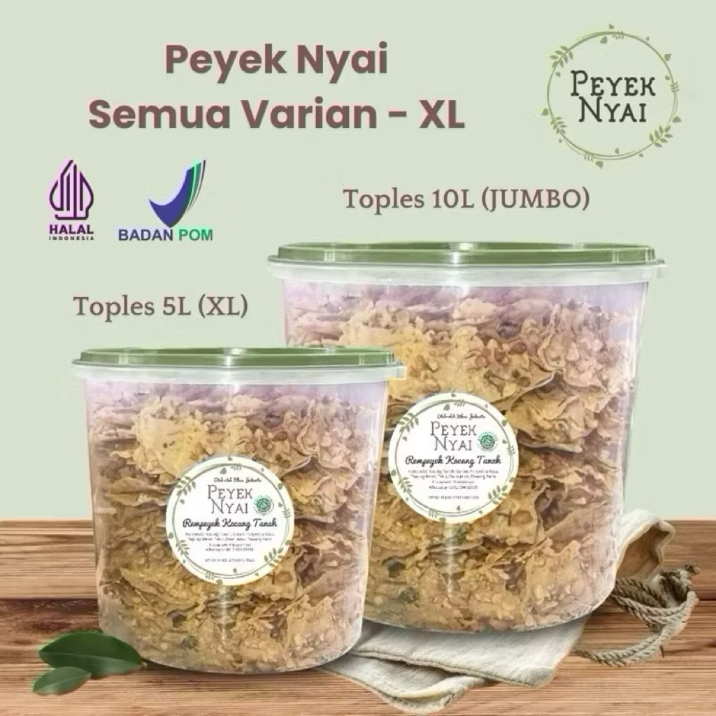 Jual Peyek Nyai - Rempeyek XL Semua Varian (Toples 5L) | Peyek Kacang ...