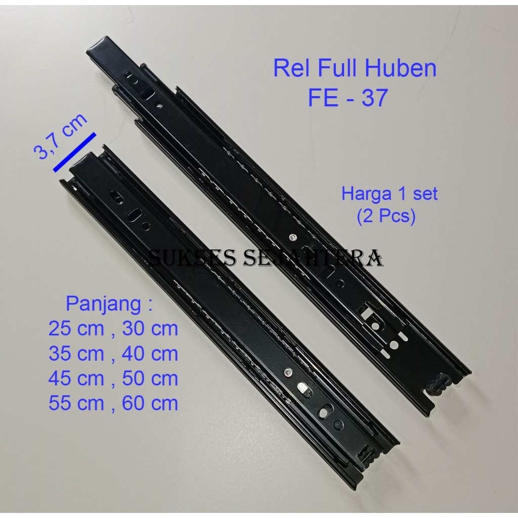 Jual Rel Laci Double 2x Tarik Full Extension FE 37mm HUBEN berbagai ...