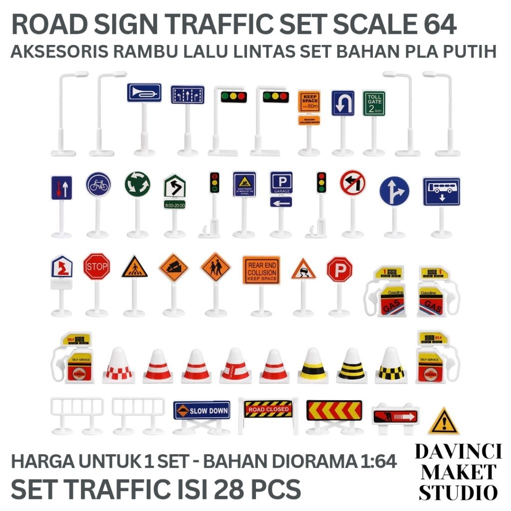 Jual (Set) Miniatur Rambu Lalu Lintas 28pcs Set - Traffic Sign Skala 40 ...