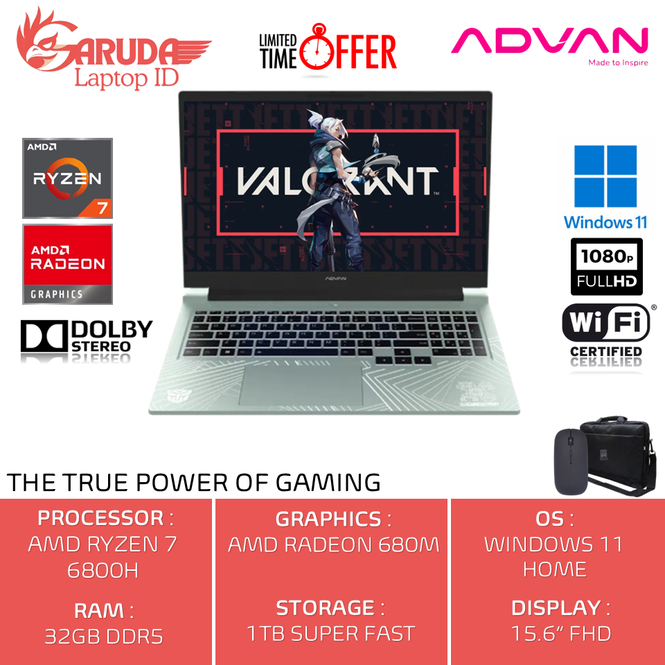 Jual Laptop Gaming ADVAN Pixwar x Transformers AMD Ryzen 7 6800H 32GB ...