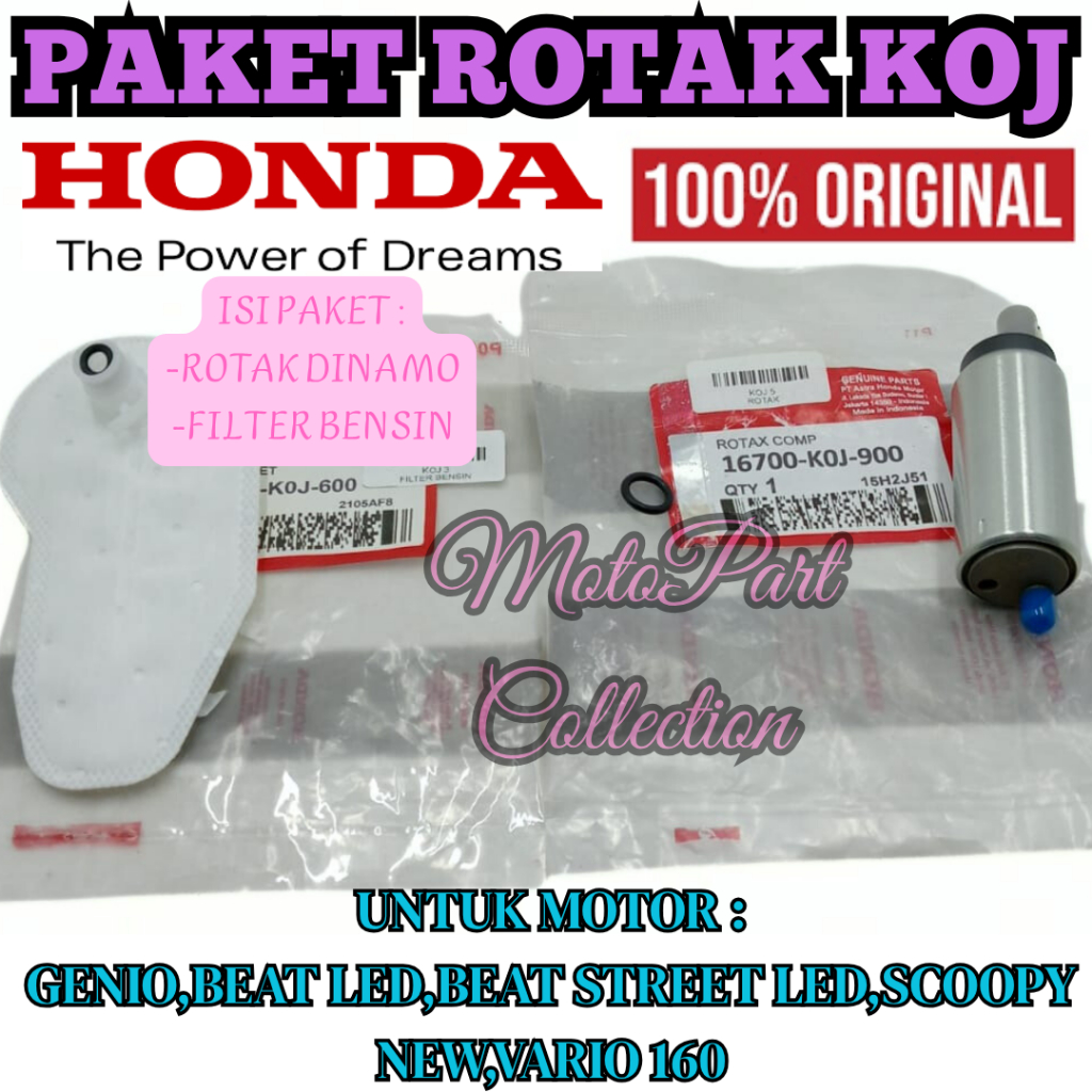 Jual PAKET ROTAK PAMPERS FILTER BENSIN KODE-KOJ ASLI HONDA AHM GENIO ...