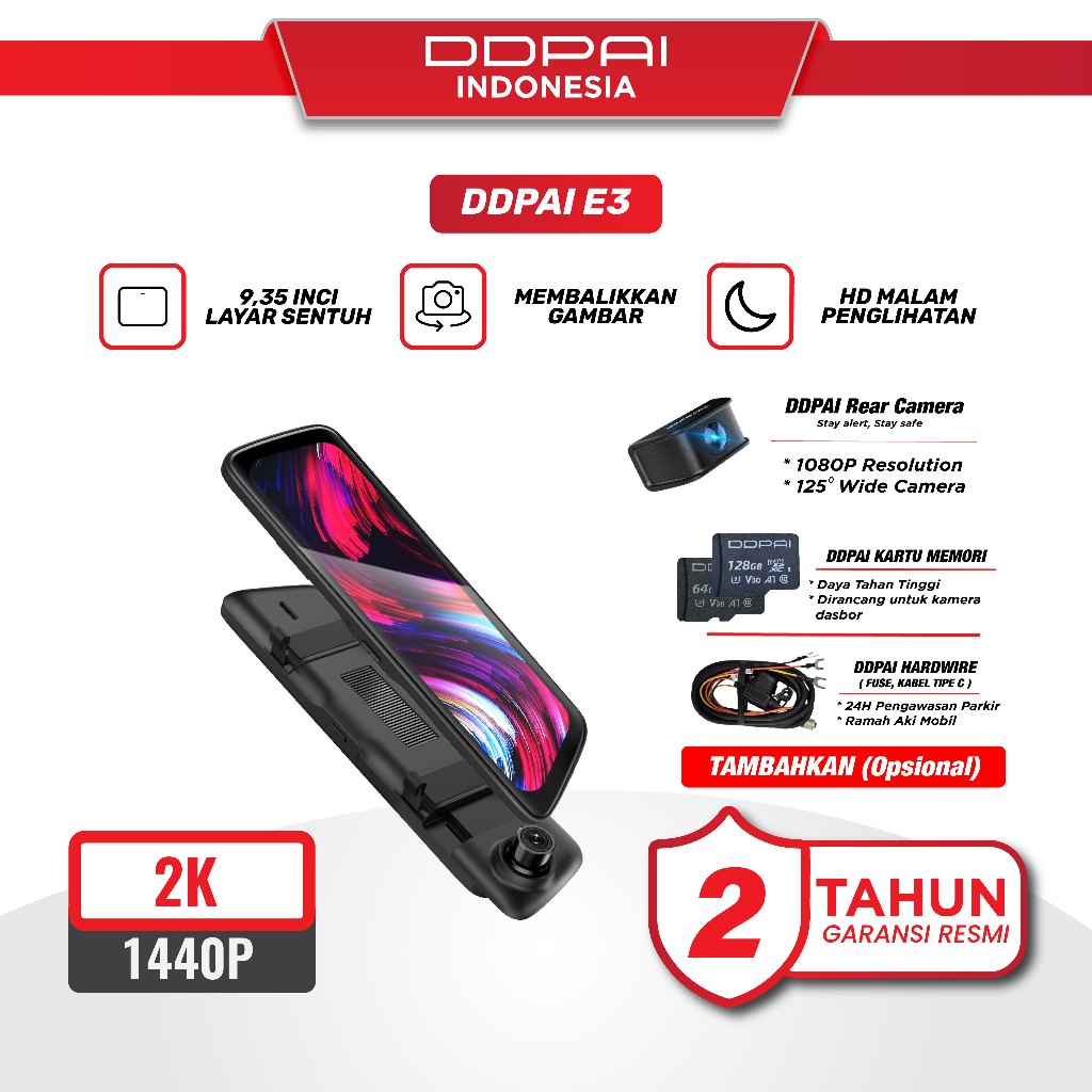 Jual DDPAI Mola E3 Rearview Mirror Dashcam With Touch Screen Dual ...