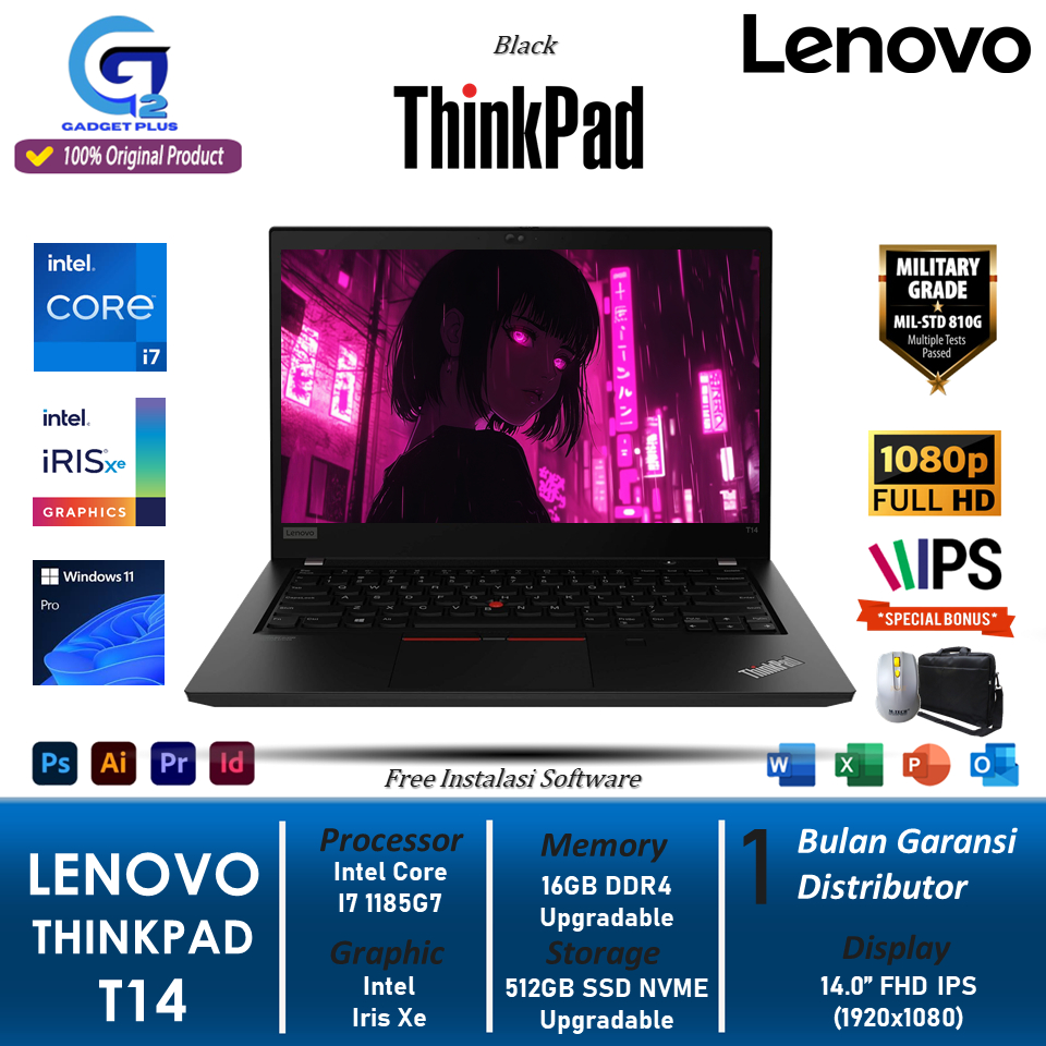 Jual Laptop Lenovo Thinkpad T14 i7 1185G7 RAM 32GB SSD 2TB SSD FHD IPS ...