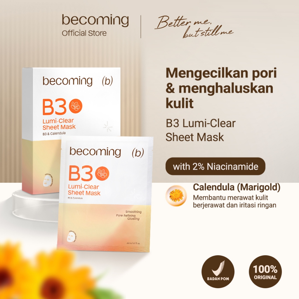 Jual [BEST SELLER] becoming B3 Lumi-Clear Sheet Mask 30ml 2% ...