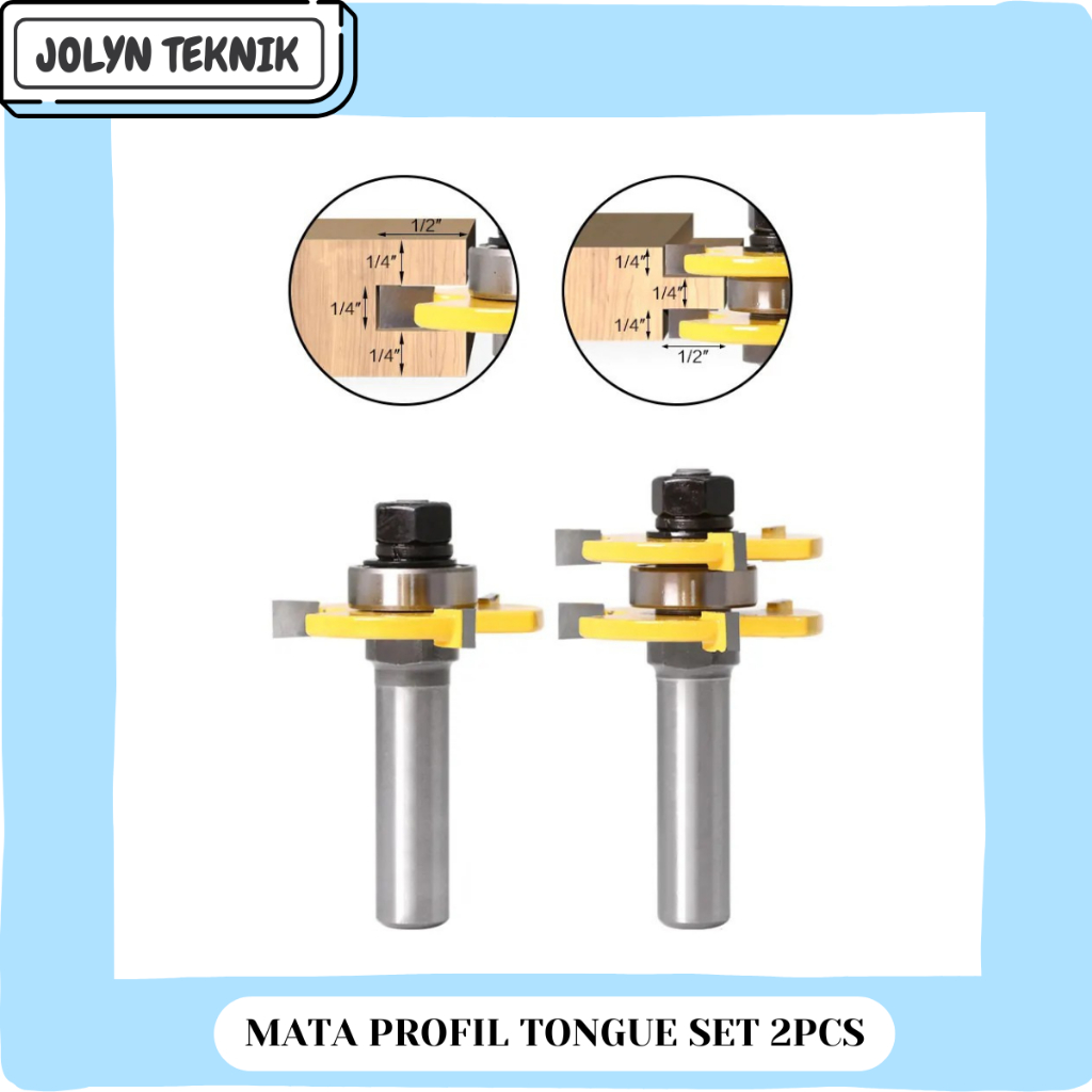 Jual Mata Profil Router Tongue Set 2Pcs Grove AS 6 Ukuran Router ...