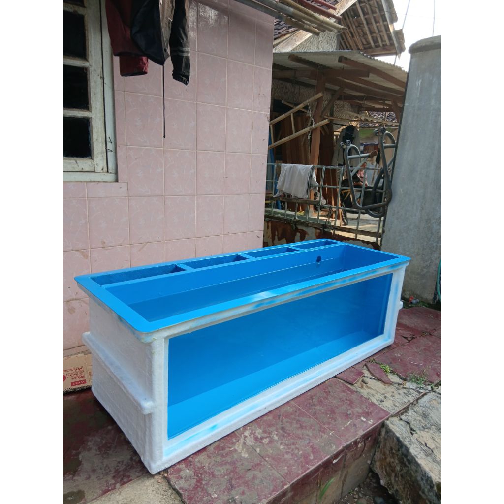 Jual Kolam fiber ukuran 150x80x50 plus chamber dan kaca | Shopee Indonesia